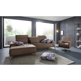Sit & More sit&more Ecksofa &raquo;Gizeh L-Form&laquo; Fu&szlig;h&ouml;he 15 cm, inklusive Sitztiefenverstellung und Kopfteilverstellung braun B/H/T: 289cm x 178cm, Luxus-Microfaser 