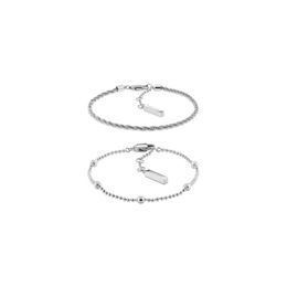 Calvin Klein Armketten Set &raquo;CK LAYERED&laquo; silber 18,5cm, Edelstahl