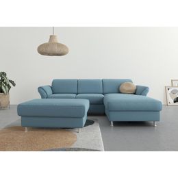 Sit & More sit&more Ecksofa &raquo;Apulia L-Form&laquo; wahlweise Schlaffunktion, Bettkasten und Kopf- und Armteilverstellung blau Webstoff (100% Polyester);Struktur weich (