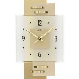 AMS Unisex AMS Wanduhr &raquo;W9241&laquo; Quarzuhr,Holz,Wohnzimmer,Esszimmer,K&uuml;che,Made in Germany,B&uuml;ro,Flur gold B/H/L: 22cm x 5cm x 36cm