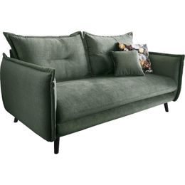 Home Affaire 3-Sitzer &raquo;Lazio, 183 cm breit, modern und bequem&laquo; Velours, Kissen: Microfaser, inkl. R&uuml;cken- und Zierkissen gr&uuml;n 100% Polyester;