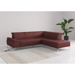 OTTO home Ecksofa &raquo;Caluna&laquo; Inkl.Sitztiefenverstellung, wahlweise mit Kopf- und Armteilverstellung rot B/H/T: 274cm x 81cm x 235cm, NaturLEDER Stoff, 