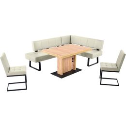 K+w Komfort & Wohnen K+W Komfort & Wohnen Essgruppe &raquo;Spider II&laquo; 4 Stk. tlg. langer Schenkel wahweise in 2 Breiten, 2 Freischwinger, 1 Tisch wei&szlig; B/H/T: 195cm x 88cm x 50cm