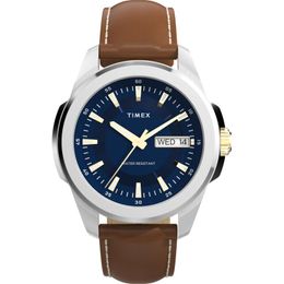 Timex Damen Quarzuhr &raquo;ESSEX&laquo; Armbanduhr, Damenuhr, Lederarmband, Datum, Leuchtzeiger braun Einheitsgr&ouml;&szlig;e