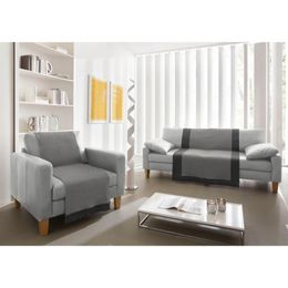 Biederlack Sesselschoner &raquo;Cotton Cover Salt & Pepper&laquo; 50 x 200 cm (Breite x L&auml;nge), mit Fransen grau Baumwolle, Polyacryl, Polyester B/L: 50cm x 200cm