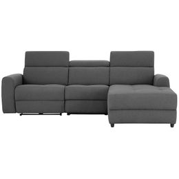 Home Affaire Ecksofa &raquo;Sentrano, L-Form,&laquo; 275 cm, man. o. elektr. Relaxfunktion und USB/Kopfverstellung grau NaturLEDER /Kunstleder (Das Leder hat eine