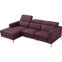 Egoitaliano Ecksofa &raquo;Matt, erstklassiger Sitzkomfort, aufwendige Detailverarbeitung, L-Form&laquo; mit verstellbaren Kopfteilen zum Relaxen lila B/H/T: 247cm x 100cm, 
