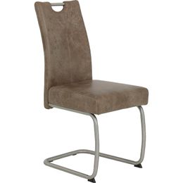 Hela Freischwinger &raquo;Sophia S&laquo; () mit Federkern Polsterung braun Edelstahl, Polyester, Stoff B/H/T: 43cm x 99cm x 58cm, 4er Set, Farbe Vintage Schlamm