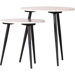 GUTMANN FACTORY Beistelltisch &raquo;Marmoro, Couchtisch 2-er Set rund &Oslash; 50, &Oslash; 40 cm, H&ouml;he 50; 40 cm&laquo; Set, 2 Stk. tlg. Tischplatte aus wei&szlig;em Marmor mit dekorativem Metall-