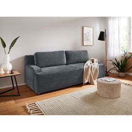 Home Affaire Schlafsofa &raquo;Halbschlaf&laquo; mit Bettfunktion und Bettkasten blau 100% Polyester B/H/T: 225cm x 90cm x 95cm, Samtstruktur