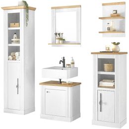 OTTO home Badm&ouml;bel-Set &raquo;WESTMINSTER, Bad im Landhausstil, 5-teiliges Badezimmer&laquo; 5 Stk. tlg. wei&szlig; B/H/T: 200cmcm x 203cmcm x 46cmcm