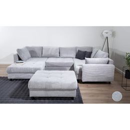 Collection AB Wohnlandschaft &raquo;Toni U-Form, B: 298 cm&laquo; Set: Sofa & Hocker, 2 Zierkissen, Federkern 100%Polyester B/H/T: 298cm x 44cm x 203cm, Cord