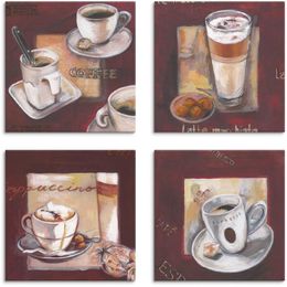 Artland Leinwandbild &raquo;Kaffee I, -II, -III, -IV&laquo; Getr&auml;nke 4 Stk. tlg. 4er Set, verschiedene Gr&ouml;&szlig;en braun Leinwand, MDF B/H/T: 40cm x 40cm, Leinwandbild 