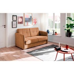 Home Affaire Schlafsofa &raquo;Milano Einzelauszug, Schlaffunktion, schmale Armlehnen, Breite 147cm&laquo; zwei einzeln ausziehbare Liegefunktionen gelb 100% 