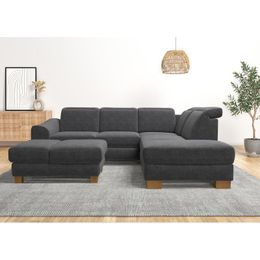 Home Affaire Ecksofa &raquo;Dundee L-Form&laquo; wahlweise mit Kopfteilverstellung und zus&auml;tzlich mit Schlaffunktion grau Flachgewebe 100% Polyester B/H/T: 263cm 