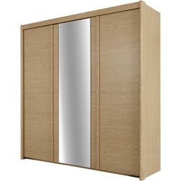 Kleiderschrank &raquo;IZADI&laquo; Sehr praktisch mit Kleiderstange und W&auml;schef&auml;chern beige Holzwerkstoff Eiche Rookwood Nachbildung, B/H/T: 220cm x 220cm x 64cm,