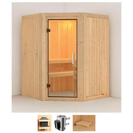 Karibu Sauna &raquo;Nanna&laquo; Set, Ofen 3,6 kW intgr. Strg beige Saunaofen, integrierte Steuerung, 3,6 kW