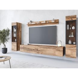 Home Affaire Wohnwand &raquo;VERA II&laquo; Komplett-Set, 4 Stk. tlg. braun B/H/T: 260cmcm x 130cmcm x 33cmcm, ohne Beleuchtung
