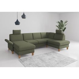 OTTO home Wohnlandschaft &raquo;Rochelle, U-Form&laquo; optional mit Armteilverstellung, mit Schlaffunktion & Bettkasten gr&uuml;n 95% Polyester 5% Polyamid B/H/T: 