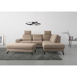 Sit & More sit&more Ecksofa &raquo;Cinturo L-Form&laquo; inklusive Sitztiefenverstellung und Federkern, Sitzh&ouml;he 45 cm grau B/H/T: 260cm x 88cm x 226cm, Soft clean, Ottomane