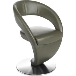 K+w Komfort & Wohnen K+W Komfort & Wohnen Esszimmerstuhl &raquo;Wave, Drehstuhl, Polsterstuhl&laquo; () Design-Drehstuhl, Drehteller in Edelstahloptik beige Bronco: Nappaleder 