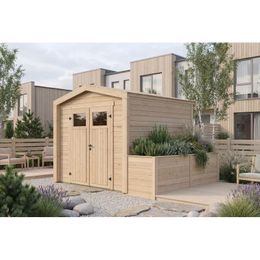 Weka Gartenhaus &raquo;Killarney&laquo; Doppelt&uuml;r, 1/4 verglast, inkl. Hochbeet Massivholz ohne Fu&szlig;boden, ohne Dacheindeckung
