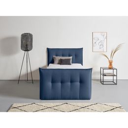 Home Affaire Boxbett &raquo;Kederleicht&laquo; inklusive Fu&szlig;teil, Bettkasten & Topper, in 4 Breiten und 2 H&auml;rtegraden blau Struktur, Liegefl&auml;che B/L: 120cm x 