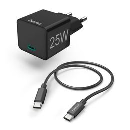 Hama Smartphone-Ladeger&auml;t &raquo;Schnellladeger&auml;t m. Ladekabel USB C Mini Ladeger&auml;t PD 25W 1m Schwarz&laquo; schwarz Unterst&uuml;tzt die Power-Delivery- & Qualcomm Quick 