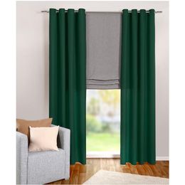 Weckbrodt-Gardinen Vorhang &raquo;Vito&laquo; &Ouml;sen 1 Stk. tlg. Microvelour, blickdicht, Unifarben, Gardine, Store gr&uuml;n Satin, Polyester 245cm, &Ouml;sen, 140cm
