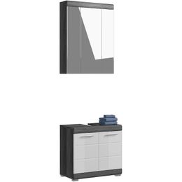 Welltime Badm&ouml;bel-Set &raquo;SIENA, 2 tlg., bestehend aus: Waschbeckenunterschrank, Spiegelschrank&laquo; Set, TOPSELLER!, 2 Stk. tlg. wei&szlig; Holzwerkstoff, MDF B/H