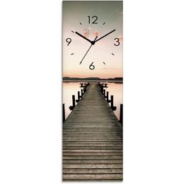 Artland Wanduhr &raquo;Langer Pier im Sonnenaufgang&laquo; wahlweise mit Quarz- oder Funkuhrwerk, lautlos ohne Tickger&auml;usche beige B/H/T: 20cm x 60cm x 1,8cm, Quarzuhr