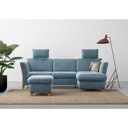 Home Affaire Ecksofa &raquo;Trelleborg L-Form&laquo; optional Schlaffunktion und Bettkasten, inkl. Federkern-Polsterung blau 100% Polyester B/H/T: 249cm x 86cm x 