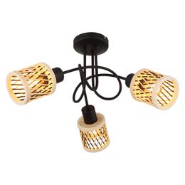 NOWA LED Deckenleuchte &raquo;MALI&laquo; E14 1 Stk. Deckenlampe schwarz Bambus naturfarben Wohnzimmer Flur schwarz 3, 1 Stk.