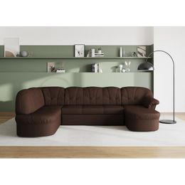 DOMO collection Wohnlandschaft &raquo;Pegnitz, zeitlos&modern, elegante R&uuml;ckensteppung, Breite 292cm, U-Form&laquo; wahlweise mit Bettfunktion braun 100% 