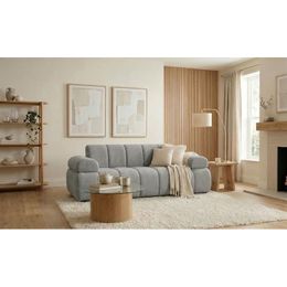 Home Affaire 2-Sitzer &raquo;LYOTH Design-Sofa, moderne Steppung, Breite 180 cm&laquo; mit Wellenunterfederung, gem&uuml;tlich und modern, komfortables Sitzgef&uuml;hl grau
