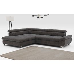 COTTA Ecksofa &raquo;Gemini L-Form, B: 312 cm&laquo; mit Kopfteilverstellung, optional Schlaffunktion braun B/H/T: 312cm x 234cm, Struktur fein, Ottomane links, 
