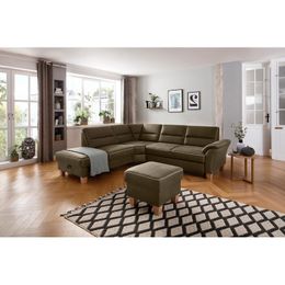 OTTO home Ecksofa &raquo;Soleo L-Form&laquo; komfortable Trapezecke mit Relaxfunktion, optional Schlaffunktion gr&uuml;n Luxus-Microfaser ALTARA NUBUCK (100% Polyester