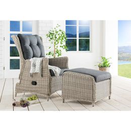 Destiny Balkonset &raquo;CASA RELAX CASA Sessel mit Fu&szlig;hocker, vintage grau&laquo; 4 Stk. tlg. Aluminium, Polyrattan wei&szlig; Obermaterial: 100% Polyester. F&uuml;llung: 100% 