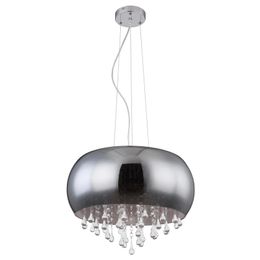 Globo LIGHTING Pendelleuchte &raquo;KALLA&laquo; E14 1 Stk. Kristalle, H&auml;ngeleuchte, H&auml;ngeleuchte, Wohnzimmer, Esstisch silber &Oslash; 44cm, 1 Stk.