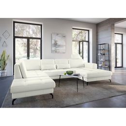 Sit & More sit&more Wohnlandschaft &raquo;Bendigo U-Form&laquo; inklusive Sitztiefenverstellung, Bodenfreiheit 12 cm, in 2 Fu&szlig;farben wei&szlig; B/H/T: 332cm x 84cm x 226cm, 