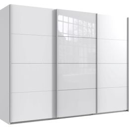 wimex Schwebet&uuml;renschrank &raquo;Norderstedt&laquo; INKLUSIVE 2 Stoffboxen und 2 zus&auml;tzliche Einlegeb&ouml;den, mit Glast&uuml;r wei&szlig; Holzwerkstoff Wei&szlig;, B/H/T: 270cm x 210cm x 