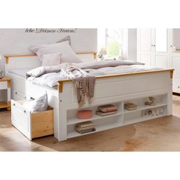 OTTO home Massivholzbett &raquo;Tessin, Stauraumbett, Landhausstil, Schubladen optional, rustikal&laquo; Breite/Belastbarkeit 180cm/220 KG, 140cm/180 KG, 