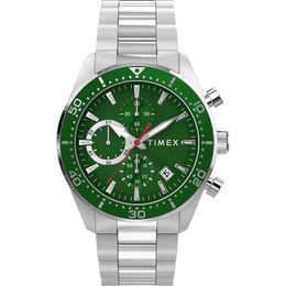 Timex Herren Chronograph &raquo;Ridgefield Chronograph&laquo; Quarzuhr, Armbanduhr, Herrenuhr, Edelstahlarmband, analog, Tag gr&uuml;n Einheitsgr&ouml;&szlig;e