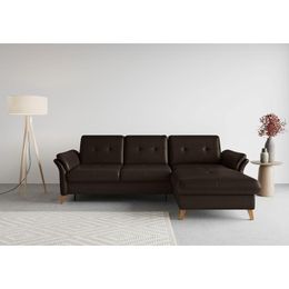 Sit & More sit&more Ecksofa &raquo;G&ouml;teborg&laquo; Sitztiefenverstellung und Federkern, wahlweise mit Bettfunktion braun B/H/T: 268cm x 90cm x 176cm, Luxus-Microfaser 