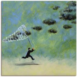 Artland Wandbild &raquo;Wolkenf&auml;nger&laquo; Mann 1 Stk. tlg. als Leinwandbild, Poster in verschied. Gr&ouml;&szlig;en gr&uuml;n Leinwand B/H/T: 40cm x 40cm, Leinwandbild Mann, 1 Stk.