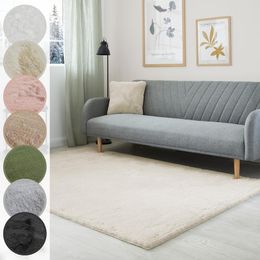 LUXOR living Fellteppich &raquo;Novara&laquo; rechteckig 30 mm H&ouml;he Kunstfell, Kaninchenfell-Haptik, besonders weicher Hochflor beige Kunstfaser B : 160cm 1 Stk.,