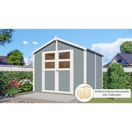 Konifera Gartenhaus &raquo;Visby 4&laquo; Inklusive Fussboden, in 4 Gr&ouml;&szlig;en und 2 Farben grau Massivholz Fu&szlig;boden im Gartenhaus, ohne Dacheindeckung