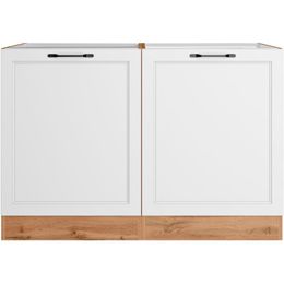KOCHSTATION Sp&uuml;lenschrank &raquo;KS-Lana&laquo; Breite 120 cm wei&szlig; Holzwerkstoff, MDF wotaneiche, B/H/T: 120cm x 82cm x 60cm, T&uuml;ren: 2 Stk.
