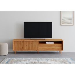 OTTO home Lowboard &raquo;Malmedy Front mit gefr&auml;sten Rillen&laquo; TV-Kommode aus massivem Kiefernholz, Push-to-open, Breite 180 cm beige FSC -zertifiziertes 