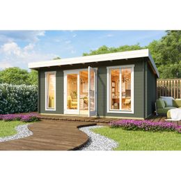 Nordic Holz Gartenhaus &raquo;DORSET 3&laquo; gr&uuml;n Massivholz Fu&szlig;boden im Gartenhaus, ohne Dacheindeckung
